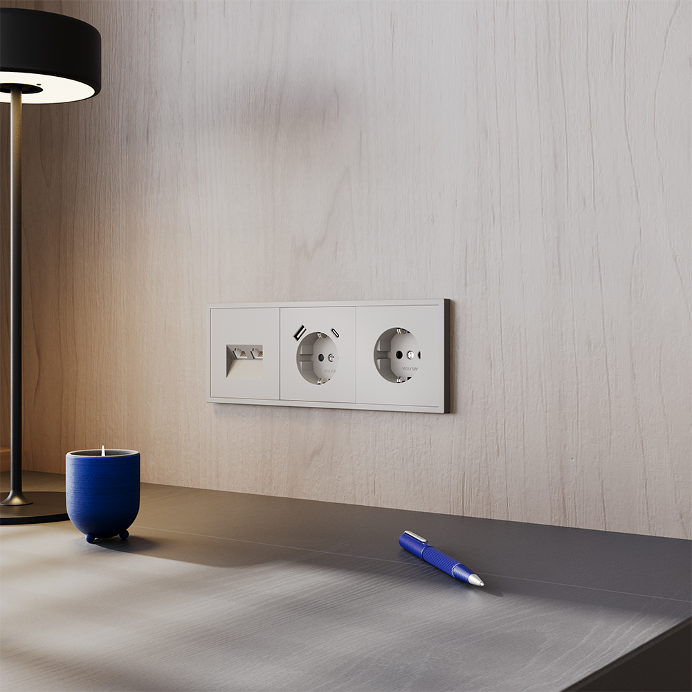 Купить Розетка встраиваемая VOLTUM S70 с заземлением 16А, (кашемир) в ...